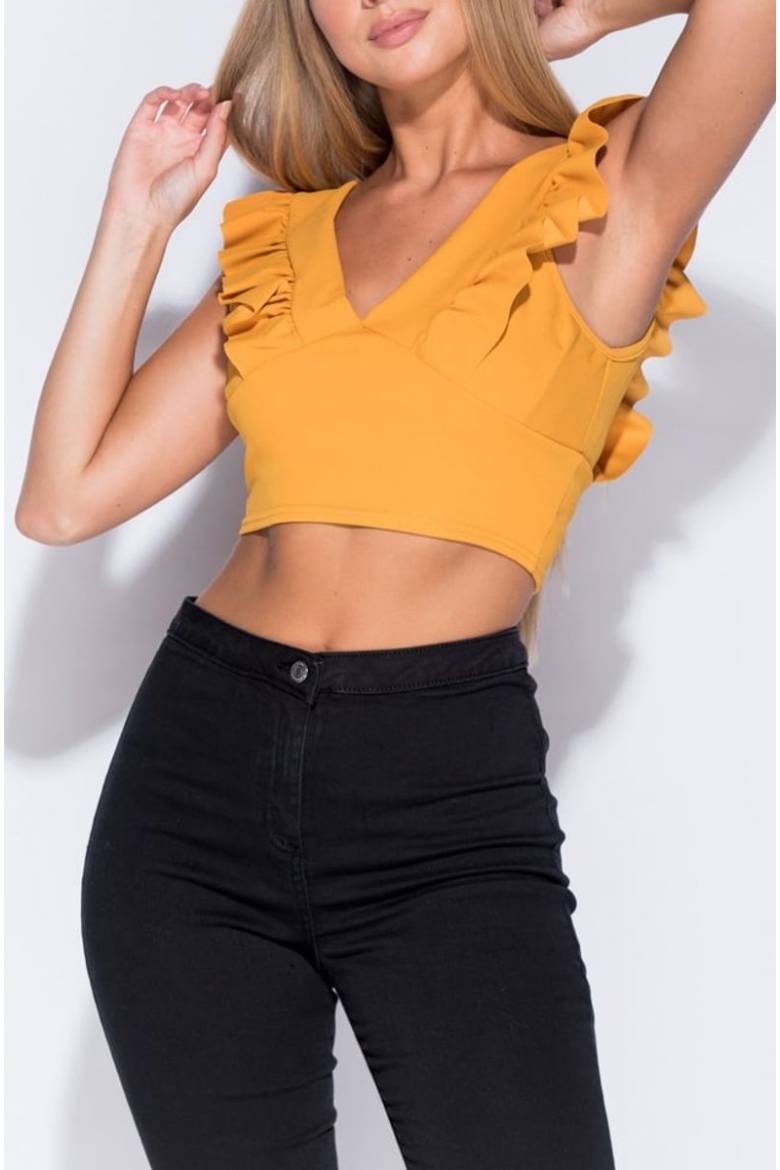 Top scurt cu volane Bohemian