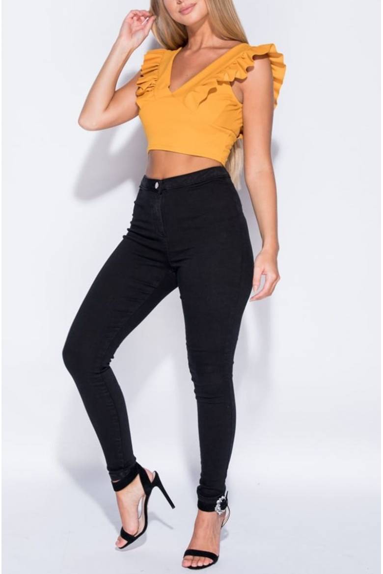 Top scurt cu volane Bohemian