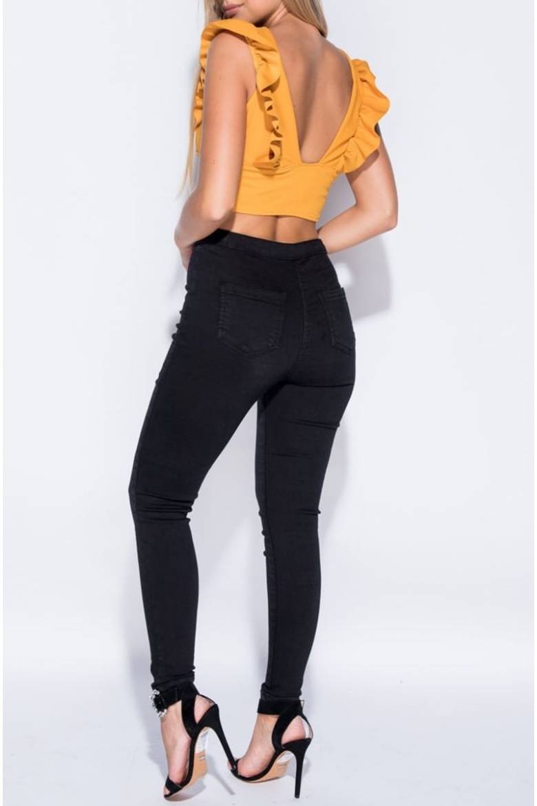 Top scurt cu volane Bohemian