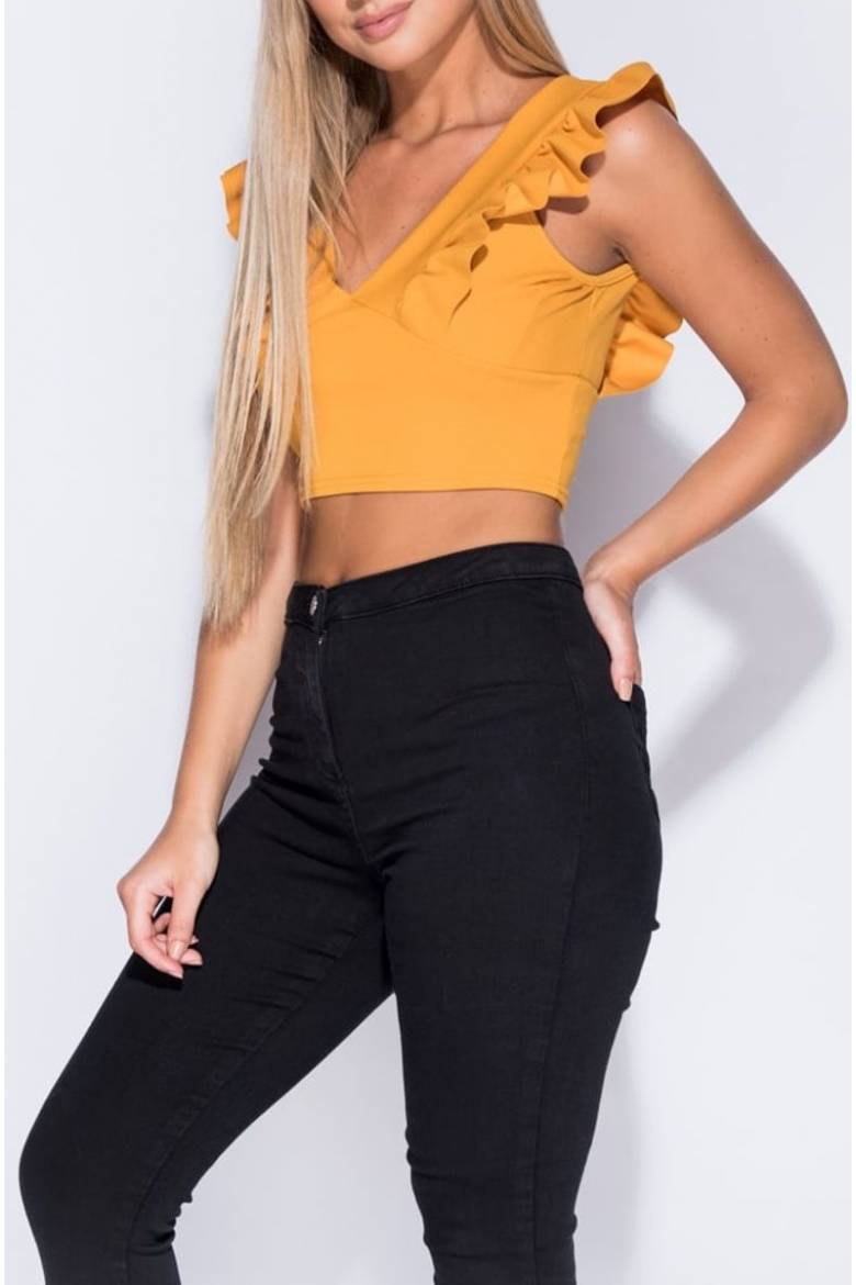 Top scurt cu volane Bohemian