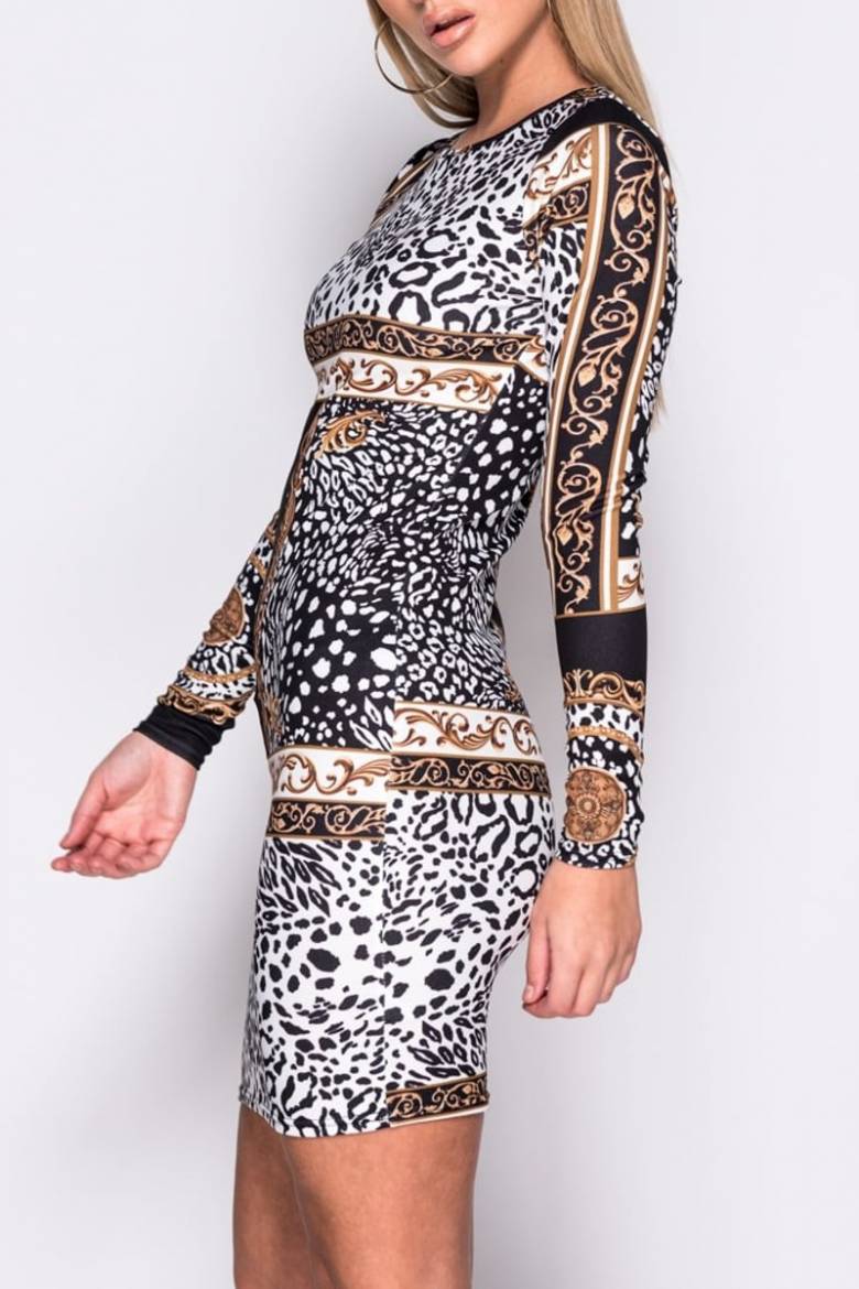 Rochie Mulata Mini Cu Imprimeu Stil Baroc