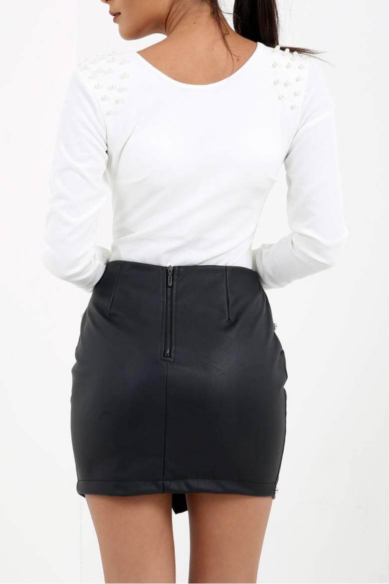 Fusta mini din imitatie de piele - Leather Studs