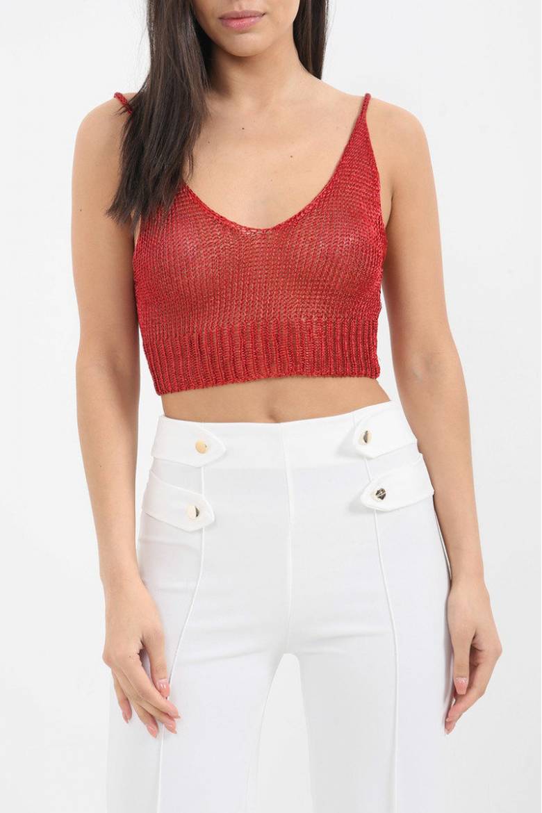 Bustiera foarte sexy din croset metalizat | Sara Red