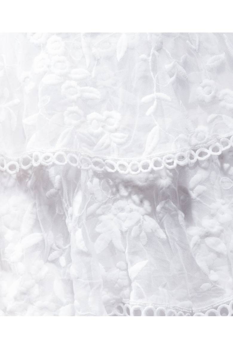 Rochie mini, alba cu volane | Tulip