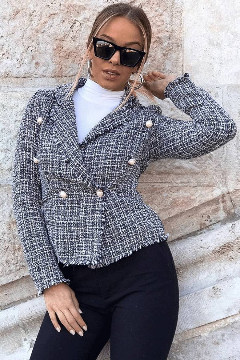 Sacou Elegant Boucle Gray